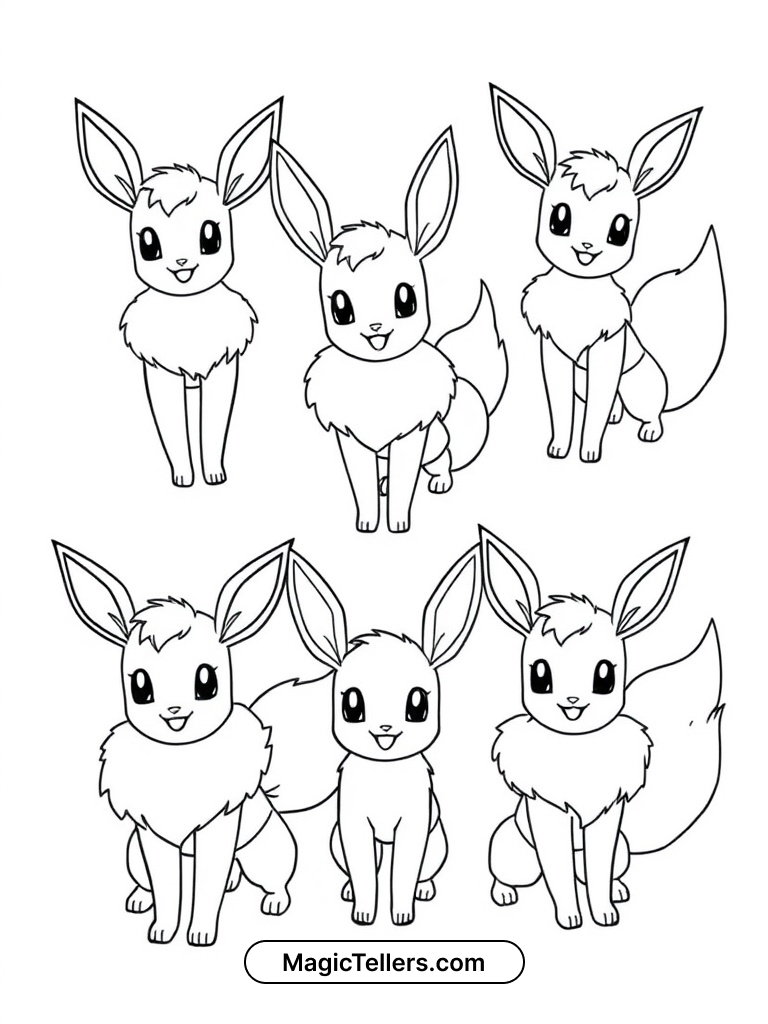 All Eeveelutions Coloring Page | Complete Family | MagicTellers