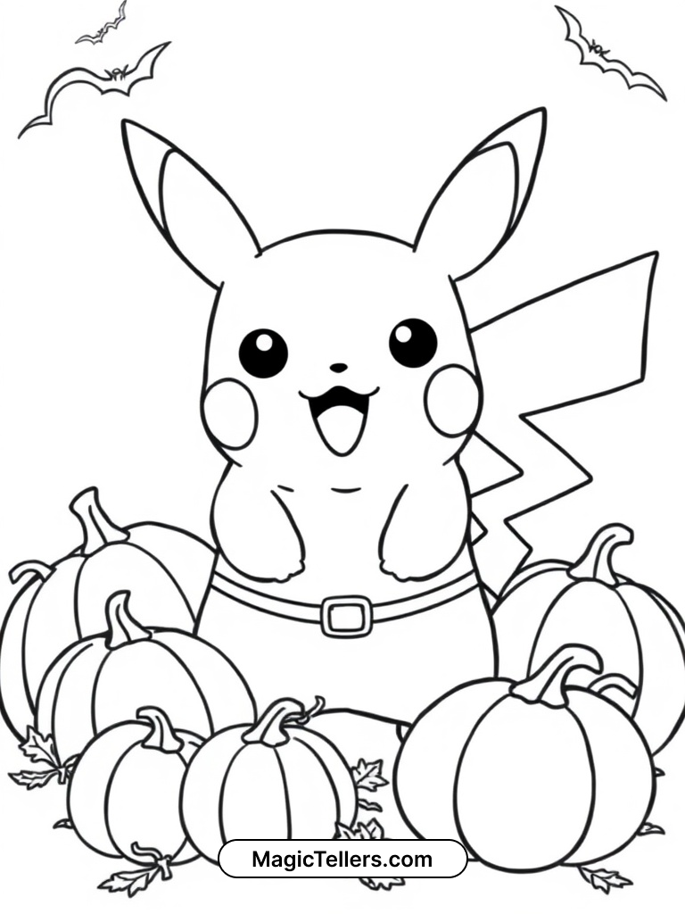 Pikachu Halloween Coloring Page | Spooky Costume | MagicTellers