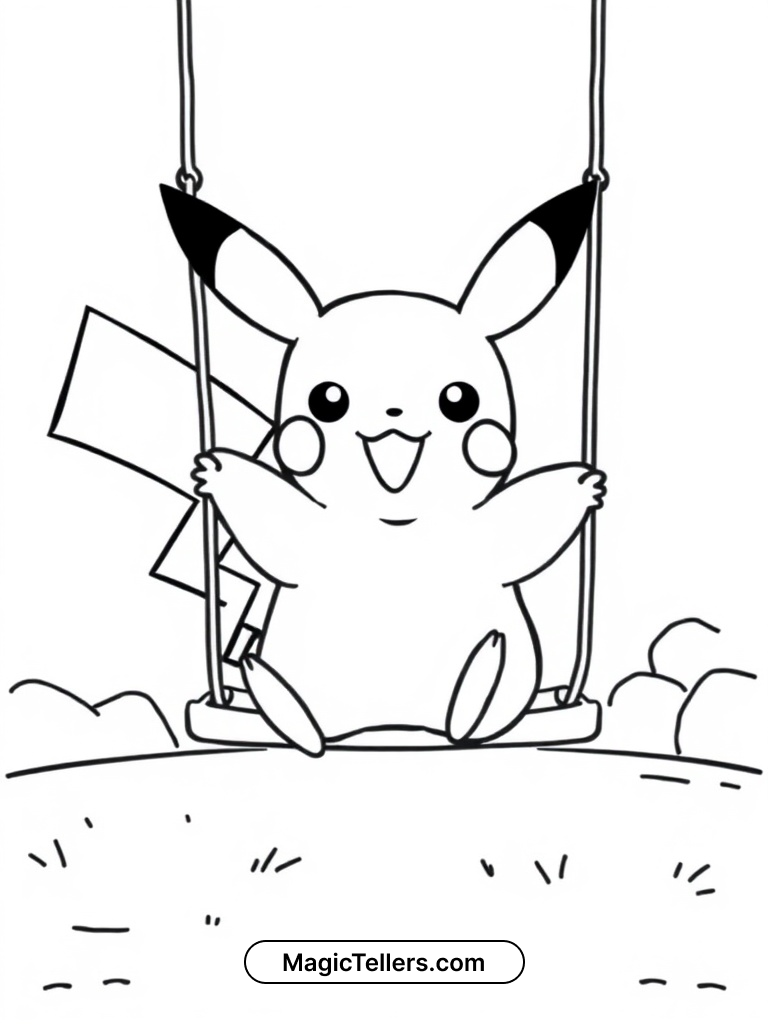 Pikachu Swing Coloring Page | Playground Fun | MagicTellers
