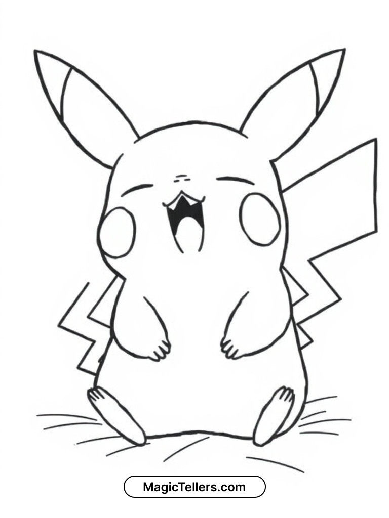 Sleepy Bedtime Pikachu Coloring Page | Free Printable | MagicTellers