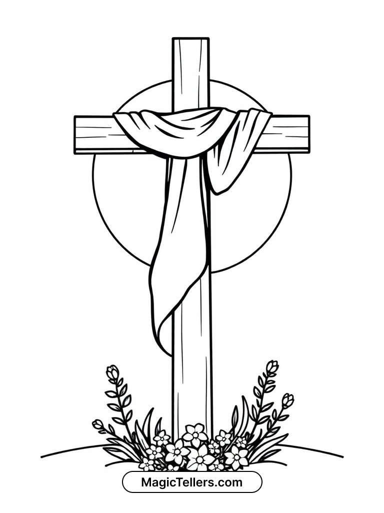 Easter Cross Coloring Page | Free Printable | MagicTellers