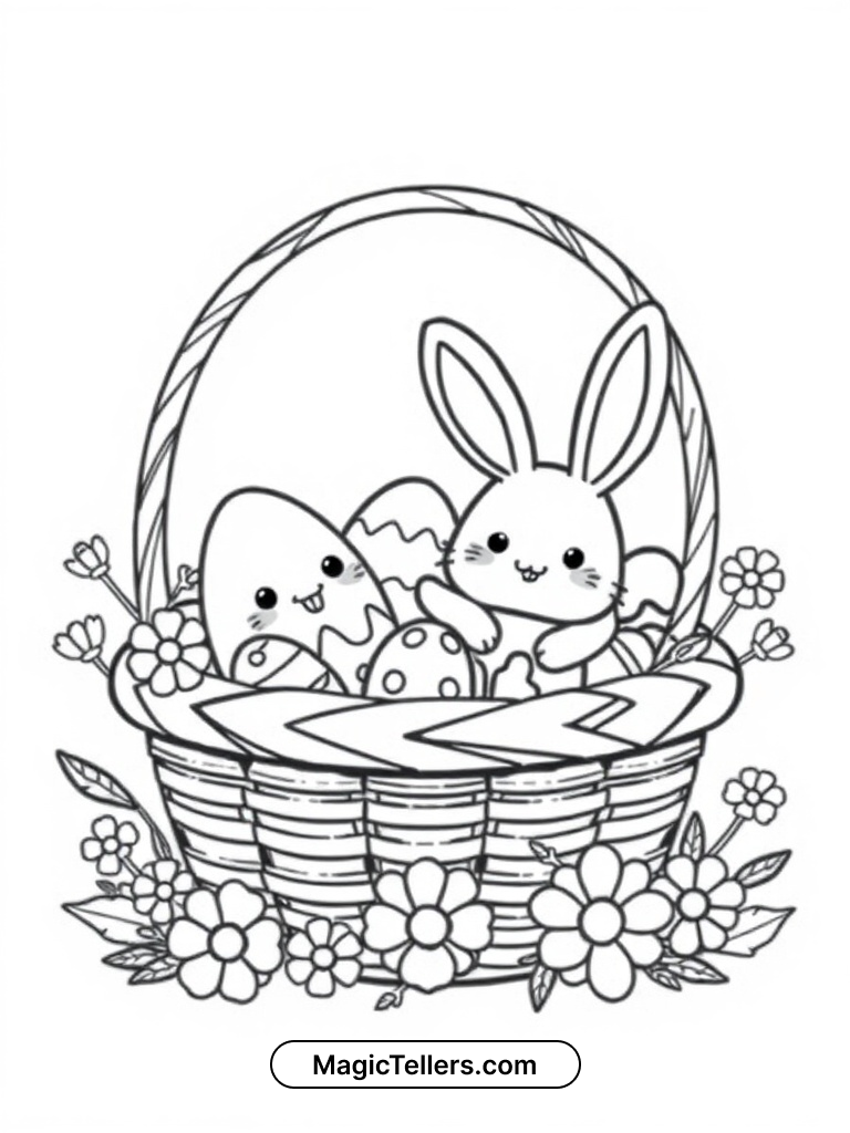 Cute Easter Basket Coloring Page | Free Printable | MagicTellers