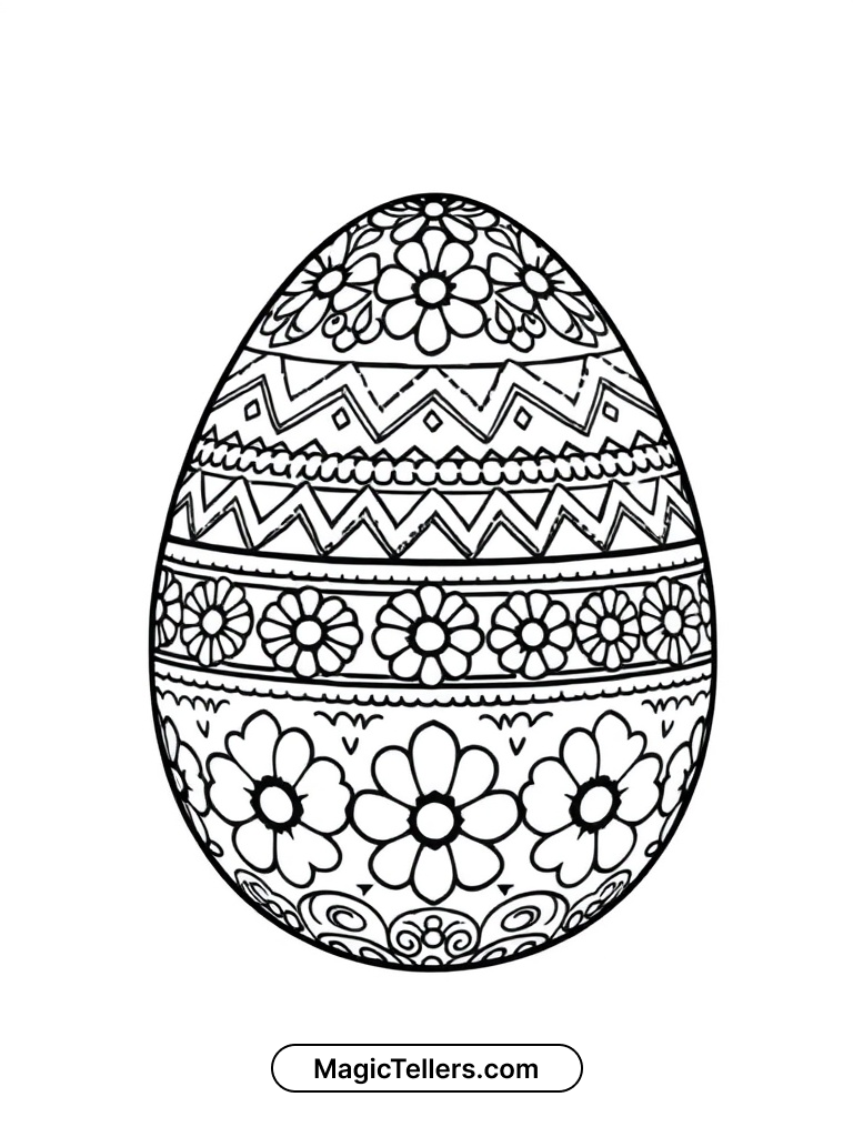 Decorated Easter Egg Coloring Page | Free Printable | MagicTellers