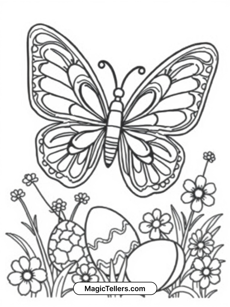 Easter Butterfly Coloring Page | Free Printable | MagicTellers