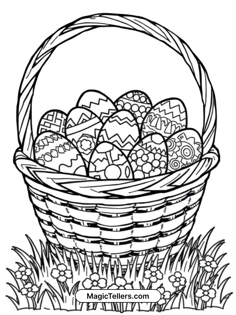 Easter Egg Basket Coloring Page | Free Printable | MagicTellers